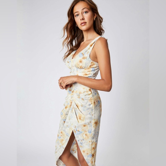 Cider | Dresses | Nwt Cider Floral Rouched Midi Dress | Poshmark